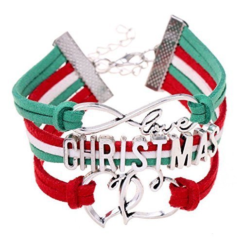 Christmas Infinity Love Bangle Leather Braided Women Mascot Lucky ...