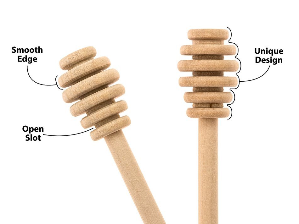 Honey Dipperz 50 PACK - 6" long (16cm) Wooden Honey Dipper Drizzler ...