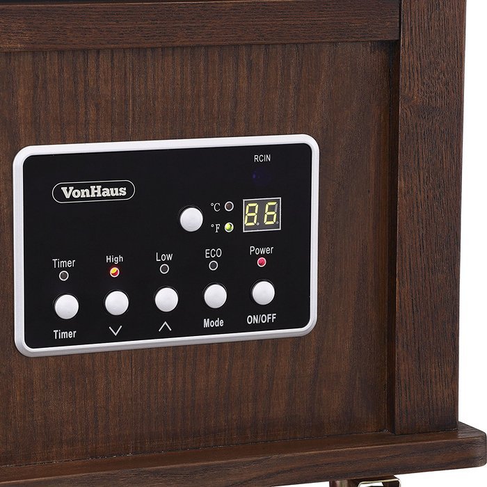 VonHaus Wood Electric 4 Element Infrared Fan Heater with Wheels free ...