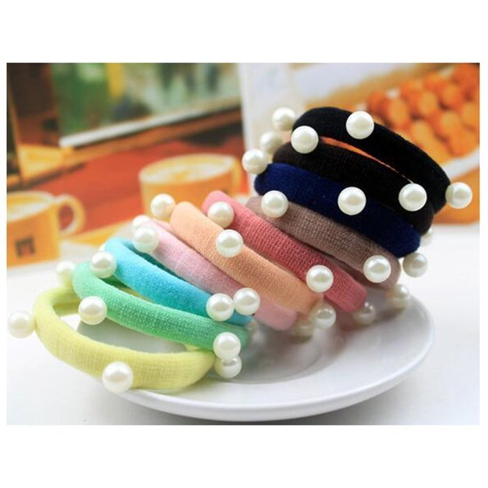 Yaheeda 20pcs Girl's Hair Bands Rubber Band Pearl Decorated Hair Rope ...