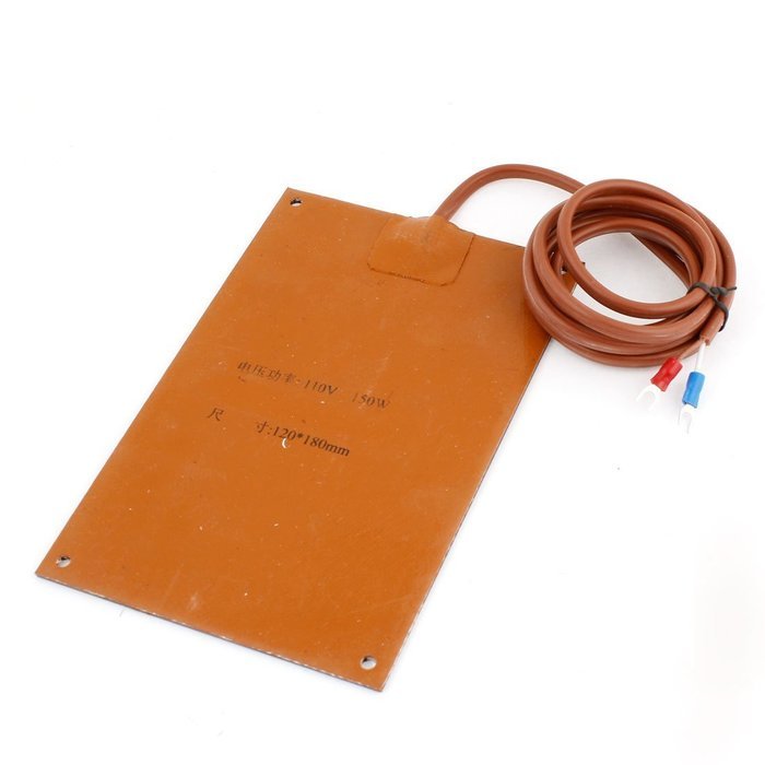 110V 150W 2-Terminals 4.9Ft Wire Silicone Heater Board 120mm x 180mm ...