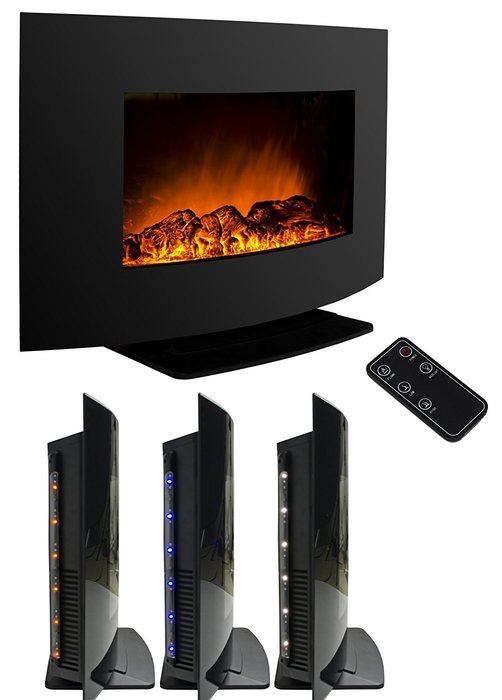 AKDY AZ-520S-ALB Wall Mounted Or Floorstand Electric Black Fireplace ...