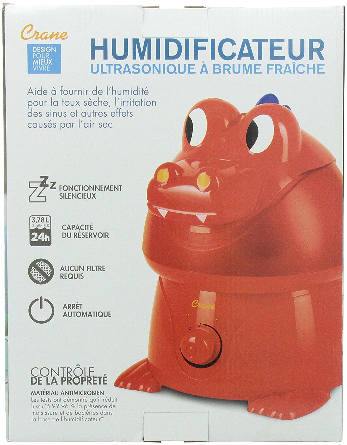 Crane Adorable Ultrasonic Cool Mist Humidifier with 2.1 Gallon Output ...