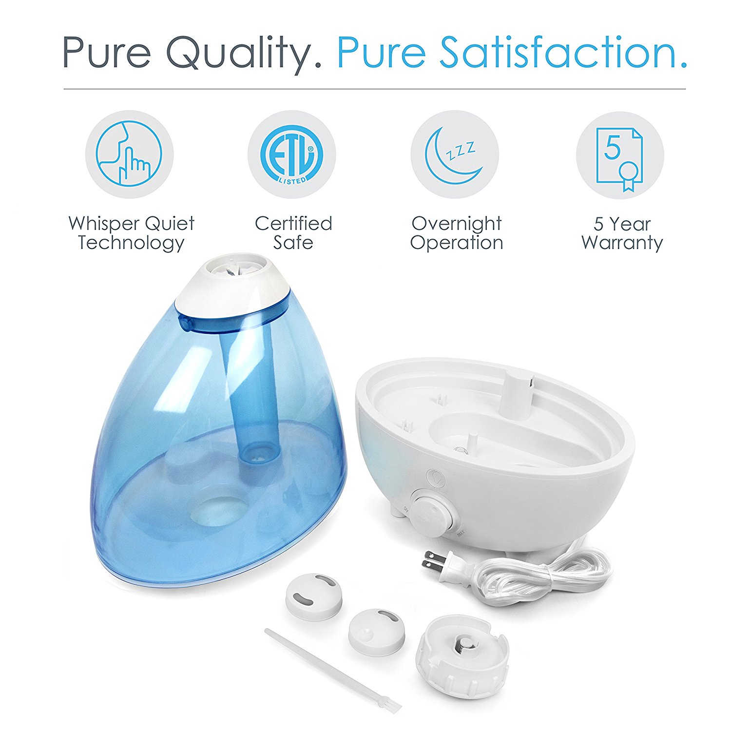 Ultrasonic Cool Mist Humidifier XL – 1-Gallon Water Tank with Variable ...