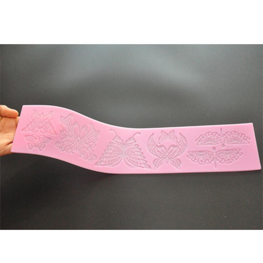 FOUR-C Silicone Embossing Mat Butterfly Lace Mold Color Pink N2 free ...