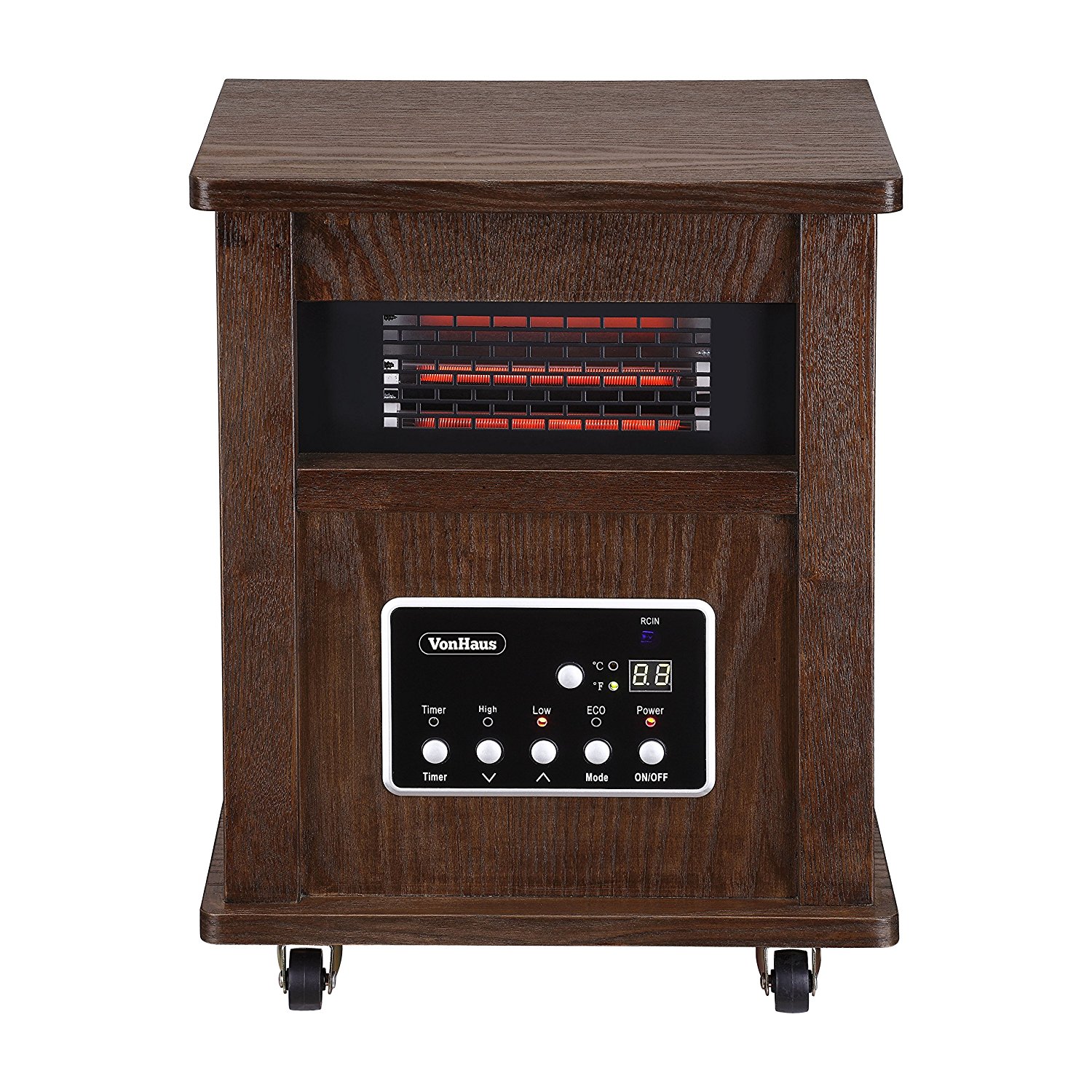 VonHaus Wood Electric 4 Element Infrared Fan Heater with Wheels N3 free ...