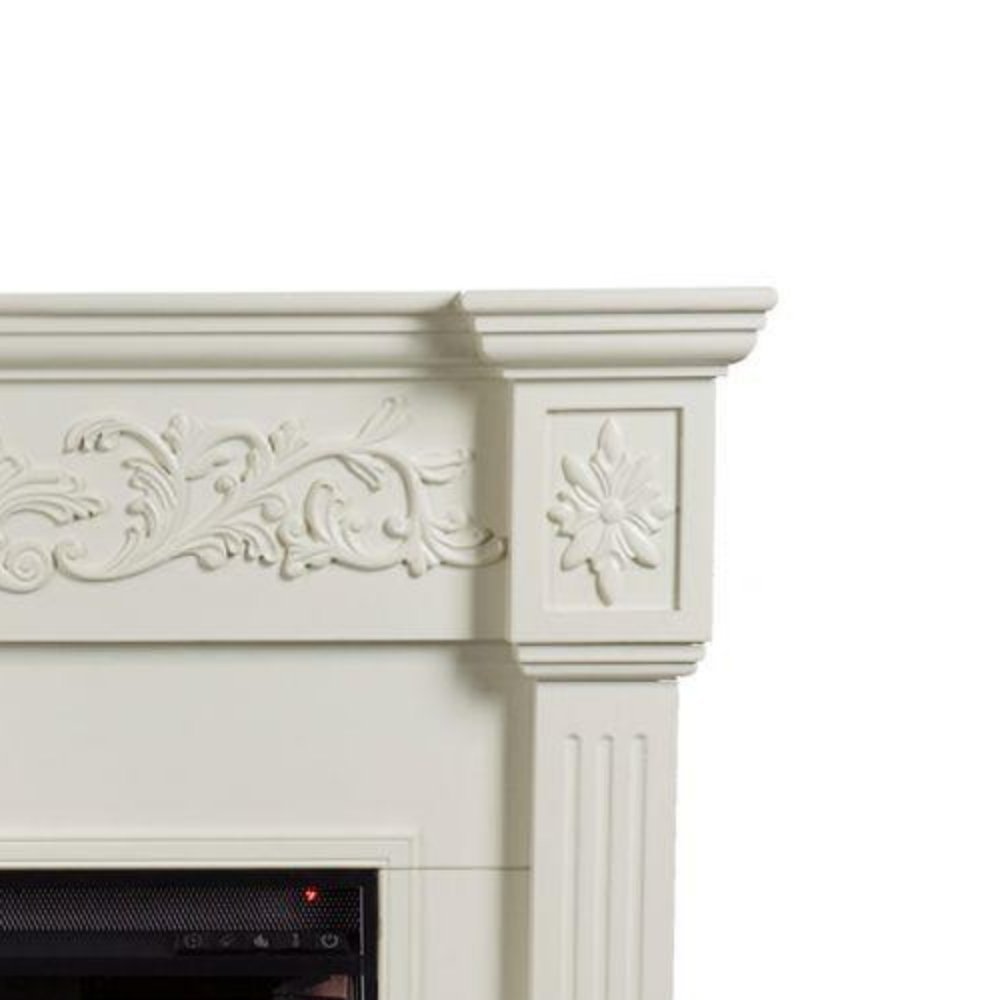 Michael 44 in. Freestanding Carved Indoor Portable Ivory White Electric ...