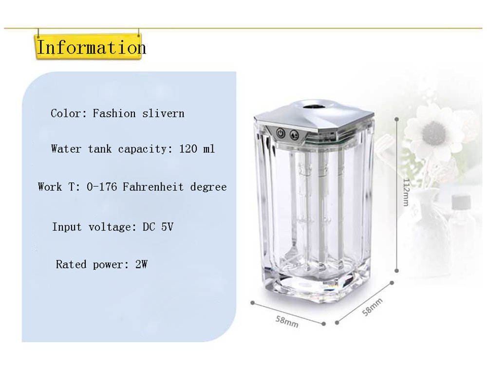 Jhua 120ml Mini USB Crystal 7 Color LED Lights Humidifier Air Diffuser ...