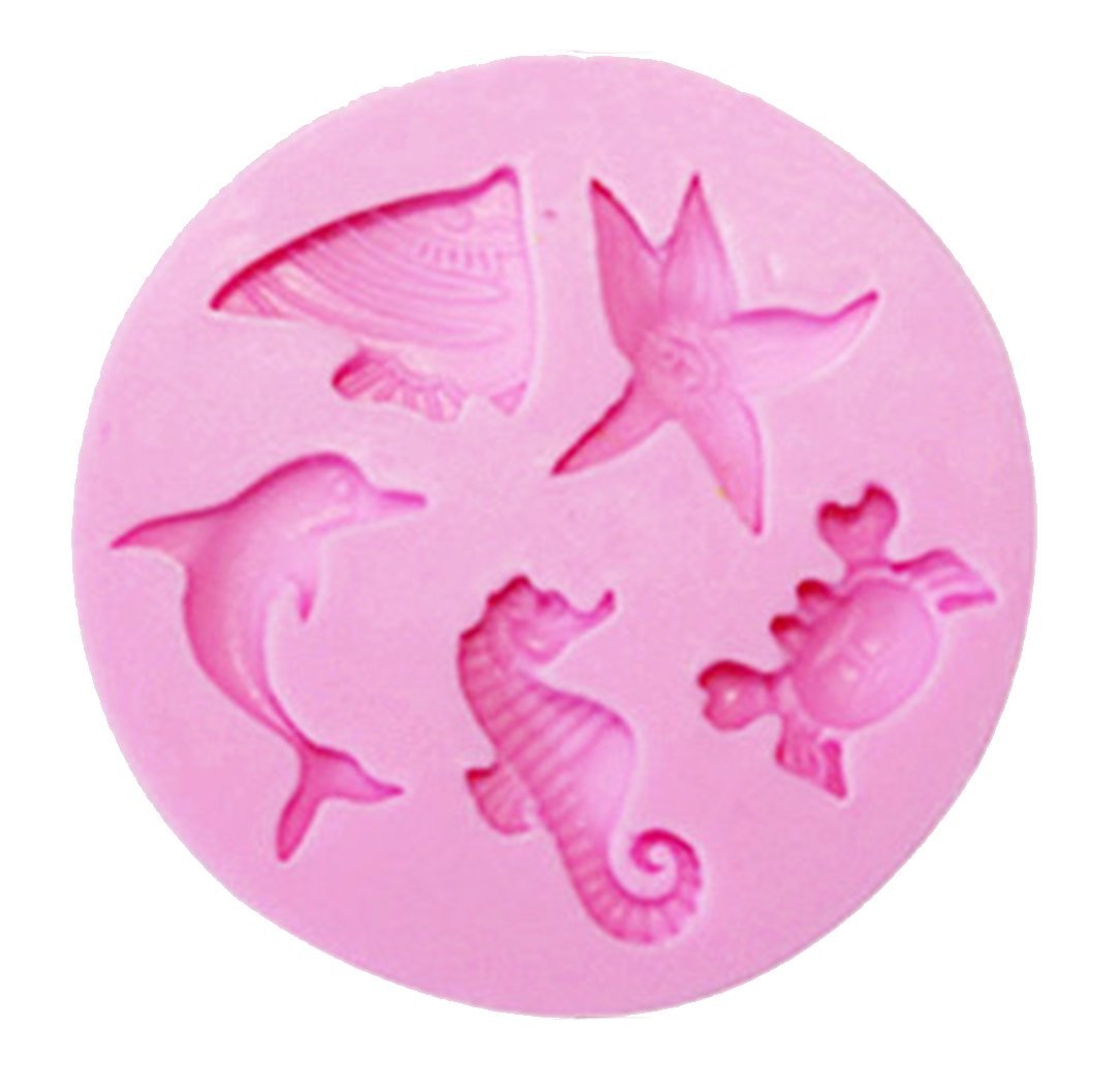 Mermaid Sea Shell Horse Fish Round Shape Cake Fordant Chocolate ...