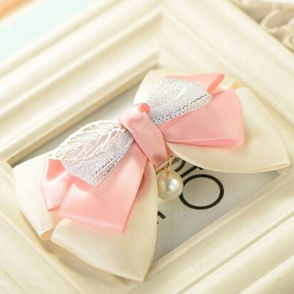 KAKA(TM) Women Girl Korean Stylish Stain Wine Red Bowknot Hair Clip ...