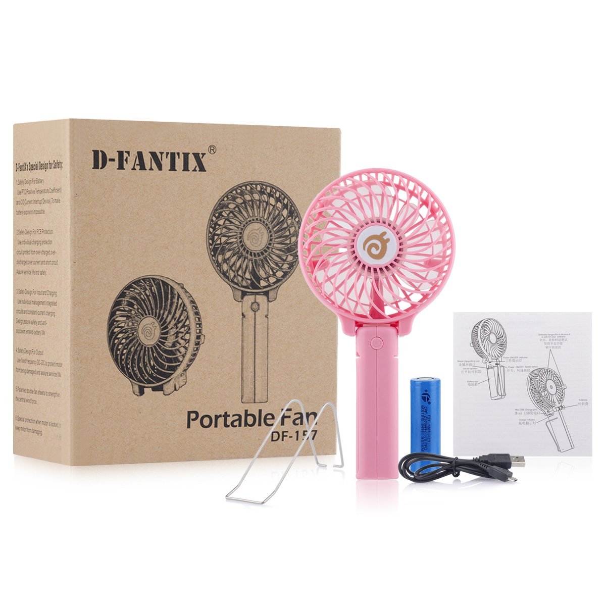D-FantiX Portable Mini USB Fan Rechargeable Personal Handheld Fan ...