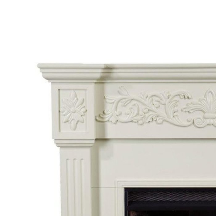 Michael 44 in. Freestanding Carved Indoor Portable Ivory White Electric ...