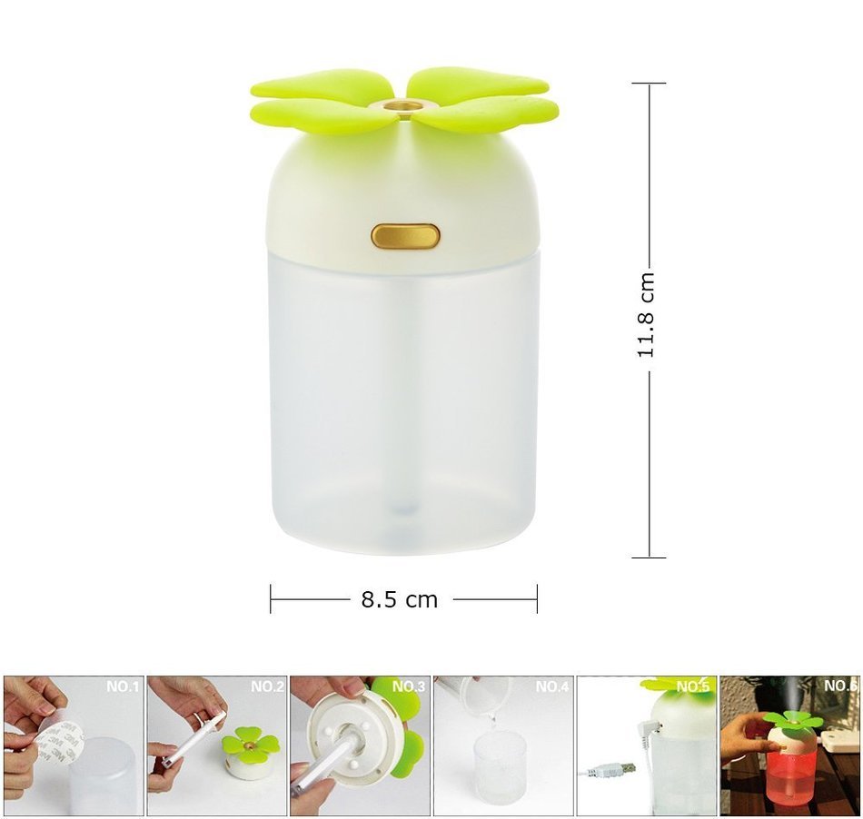 Mystery Four Leaf Clover Mini Humidifier Portable USB Desktop Cool Mist ...