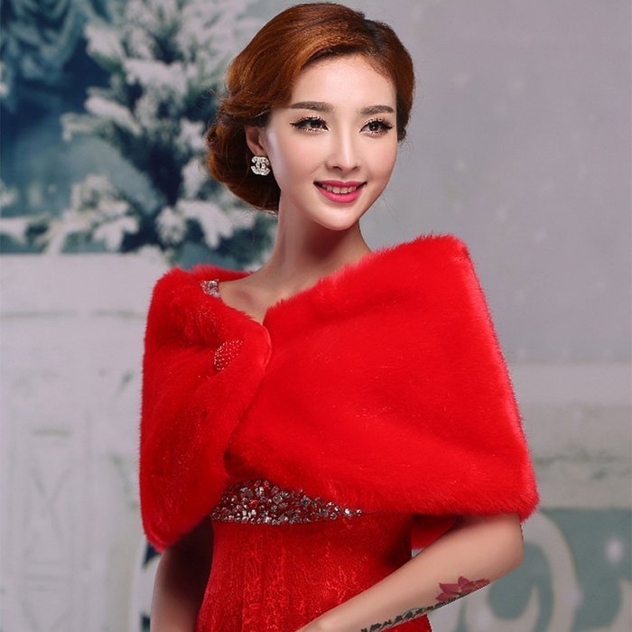 KAKA(TM) Gorgeous Winter Bridal Wedding Dress Wrap Artificial Plush ...