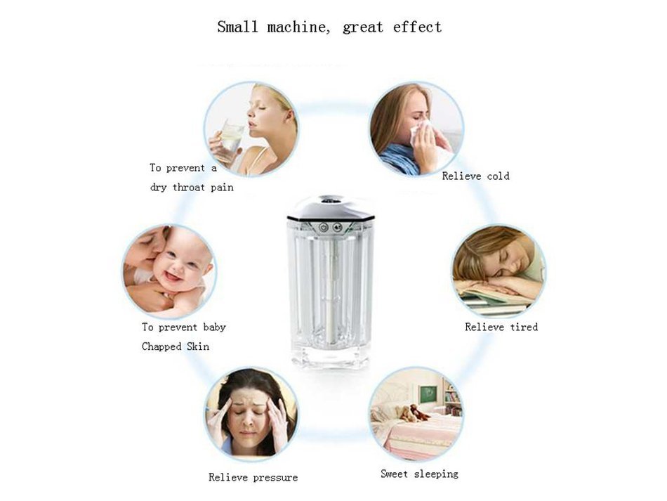 Jhua 120ml Mini USB Crystal 7 Color LED Lights Humidifier Air Diffuser ...