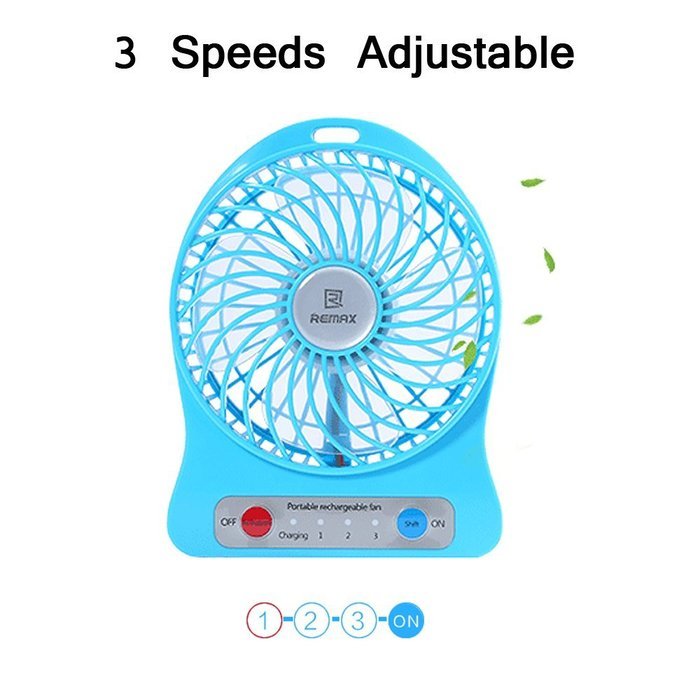 REMAX USB Fan Battery Rechargeable 2200mAh 18650 Mini Electric Fan 4.5h ...