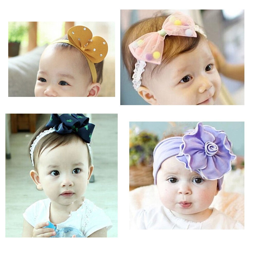 KAKA(TM) 4 Styles Baby Girl's Beautiful Lace Flower Headbands free ...