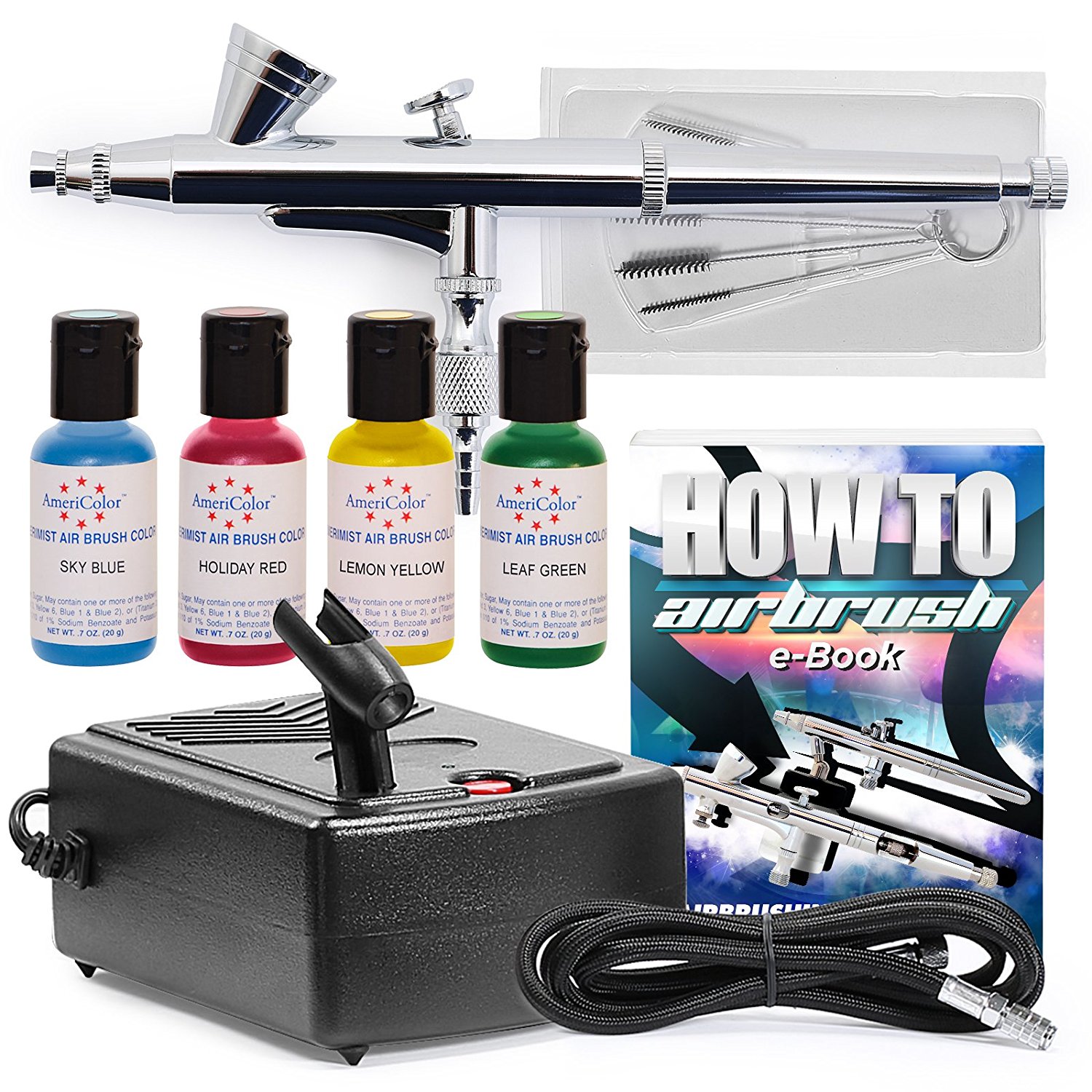 PointZero Complete Airbrush Cake Decorating Set - 4 Chefmaster Colors ...