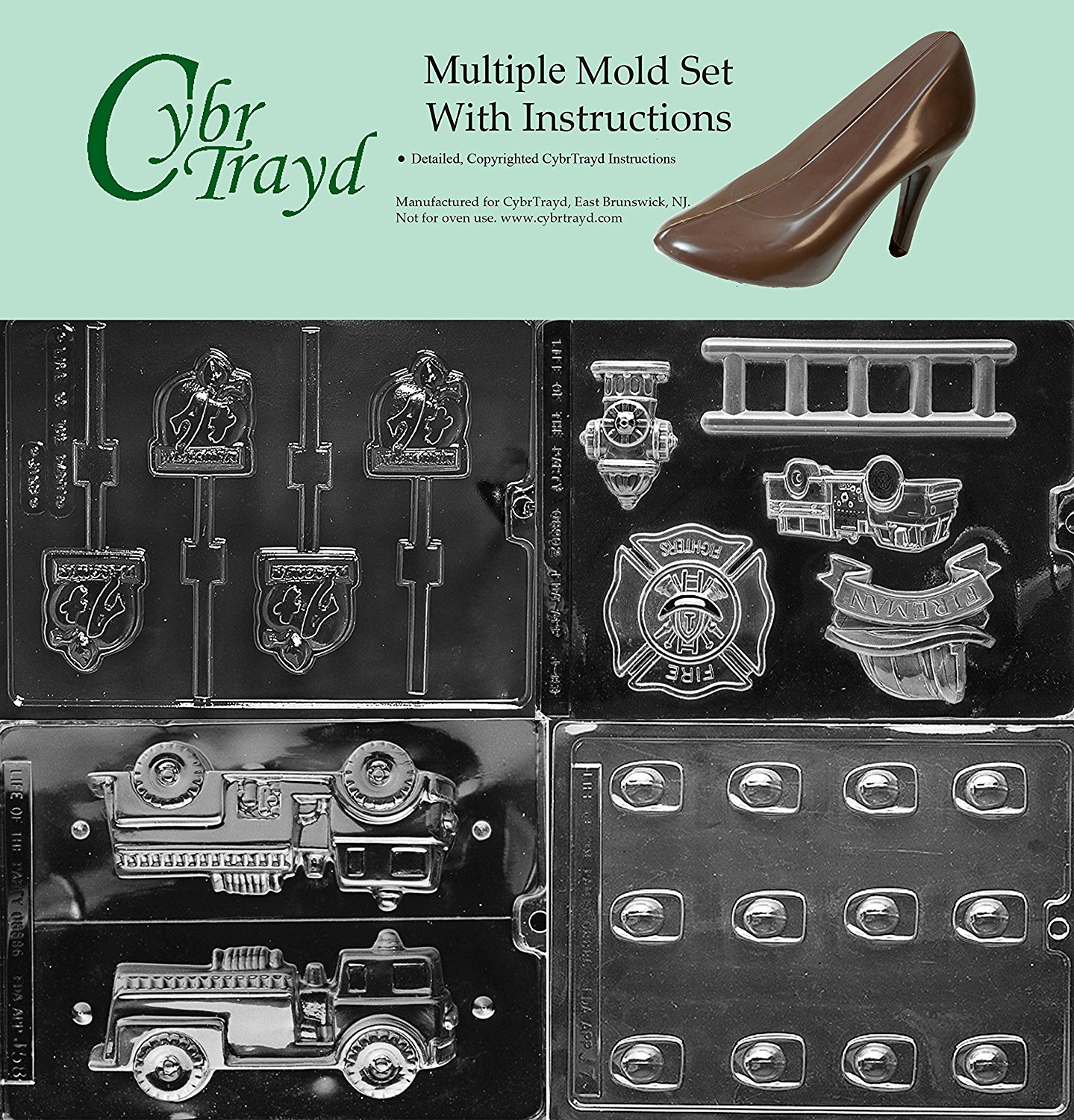 Cybrtrayd BUN-J007J009J058J083 4-Piece Firefighter Chocolate Molds free ...