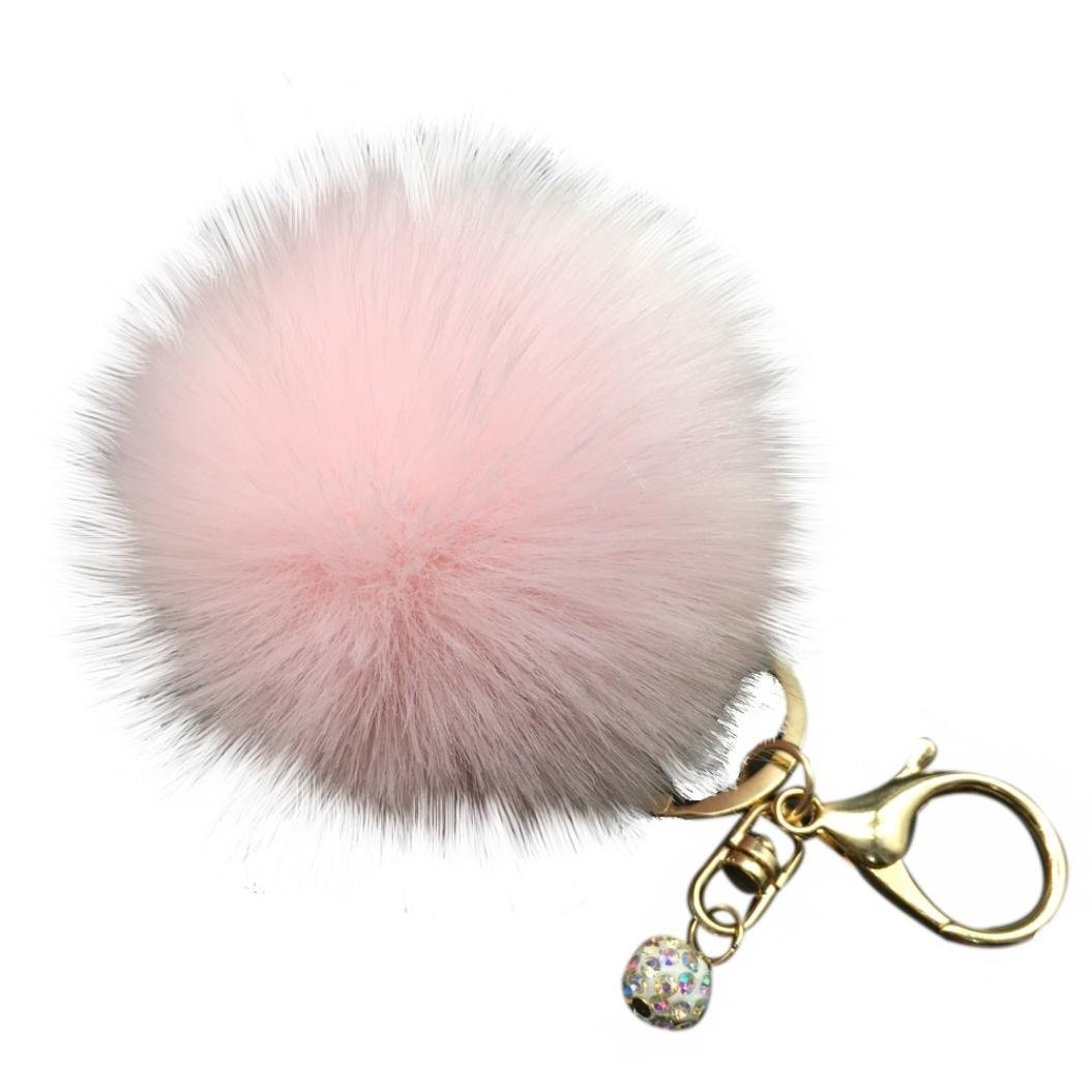 AutumnFall® Fluffy Faux Rabbit Fur Ball Charm Car Keychain Handbag Key ...