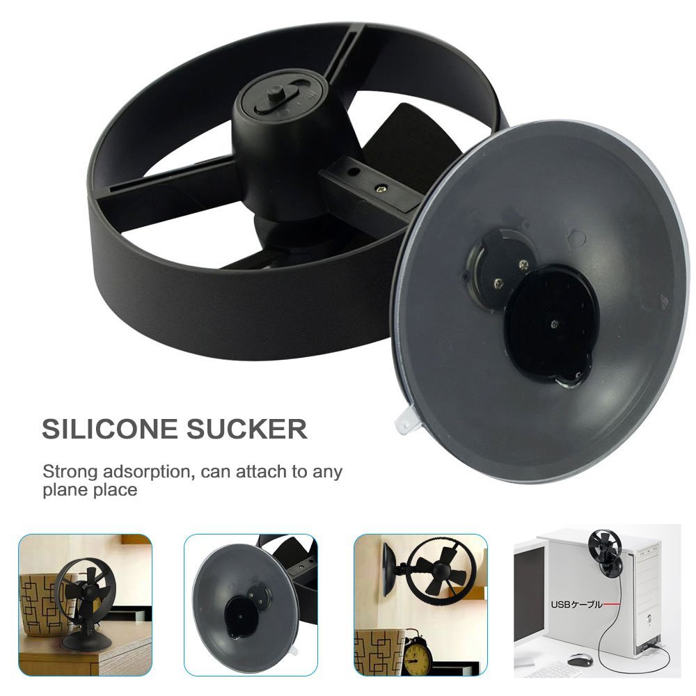 Welltop Flexible USB Desk Mini Fan With Sucker EVA Blades Electric ...