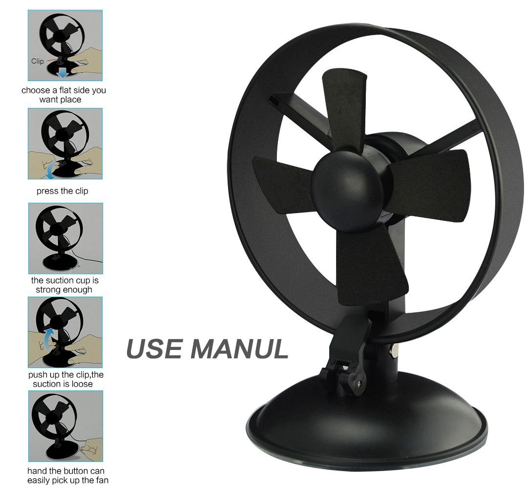 Welltop Flexible USB Desk Mini Fan With Sucker EVA Blades Electric ...