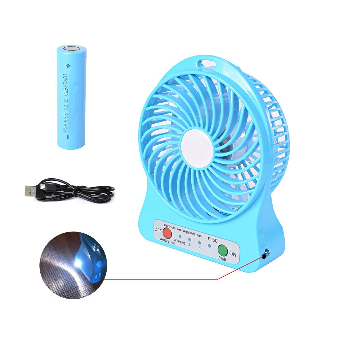 Xcellent Global 4 Inch Vanes Portable Fan USB Handheld Rechargeable ...