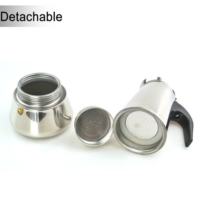 2-Cup Stove Top Espresso Pot Coffee Maker Percolator, Stainless Steel ...