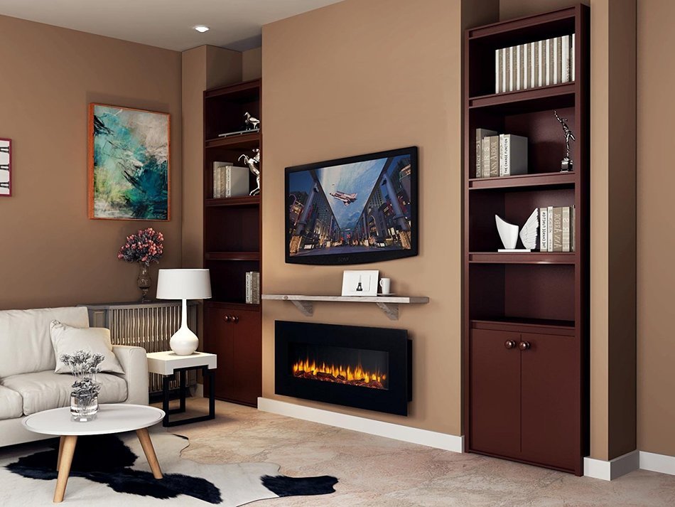 PuraFlame 50" Serena Wall Mounted Flat Panel Electric Fireplace with ...