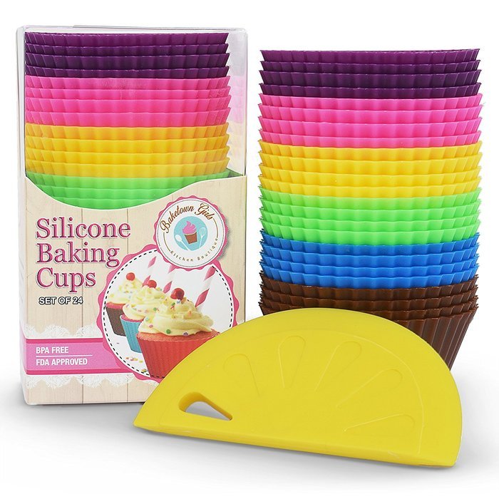 Silicone Cupcake Liners / 24 Reusable Baking Cups Includes Silicone ...