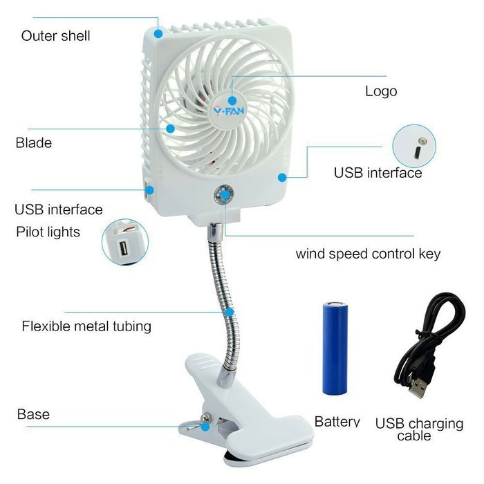 Momoday® Mini Handheld Square Electrical Portable Rechargeable Fan 3 ...