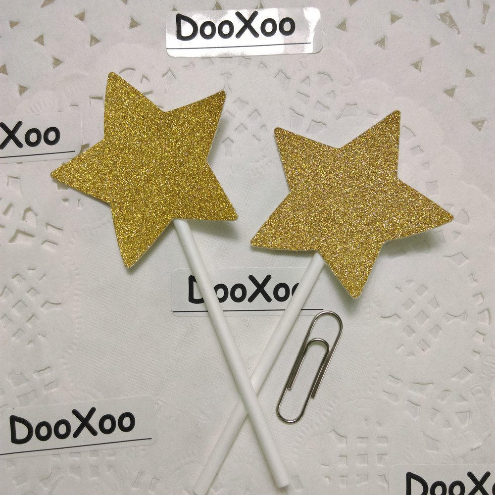 DOOXOO Gold Star Cupcake Toppers Twinkle Little Star Party StarPaper ...