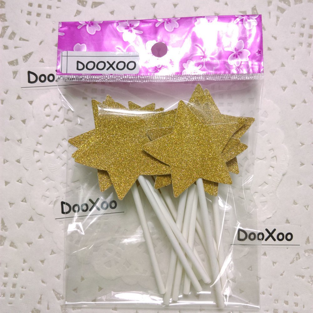 DOOXOO Gold Star Cupcake Toppers Twinkle Little Star Party StarPaper ...