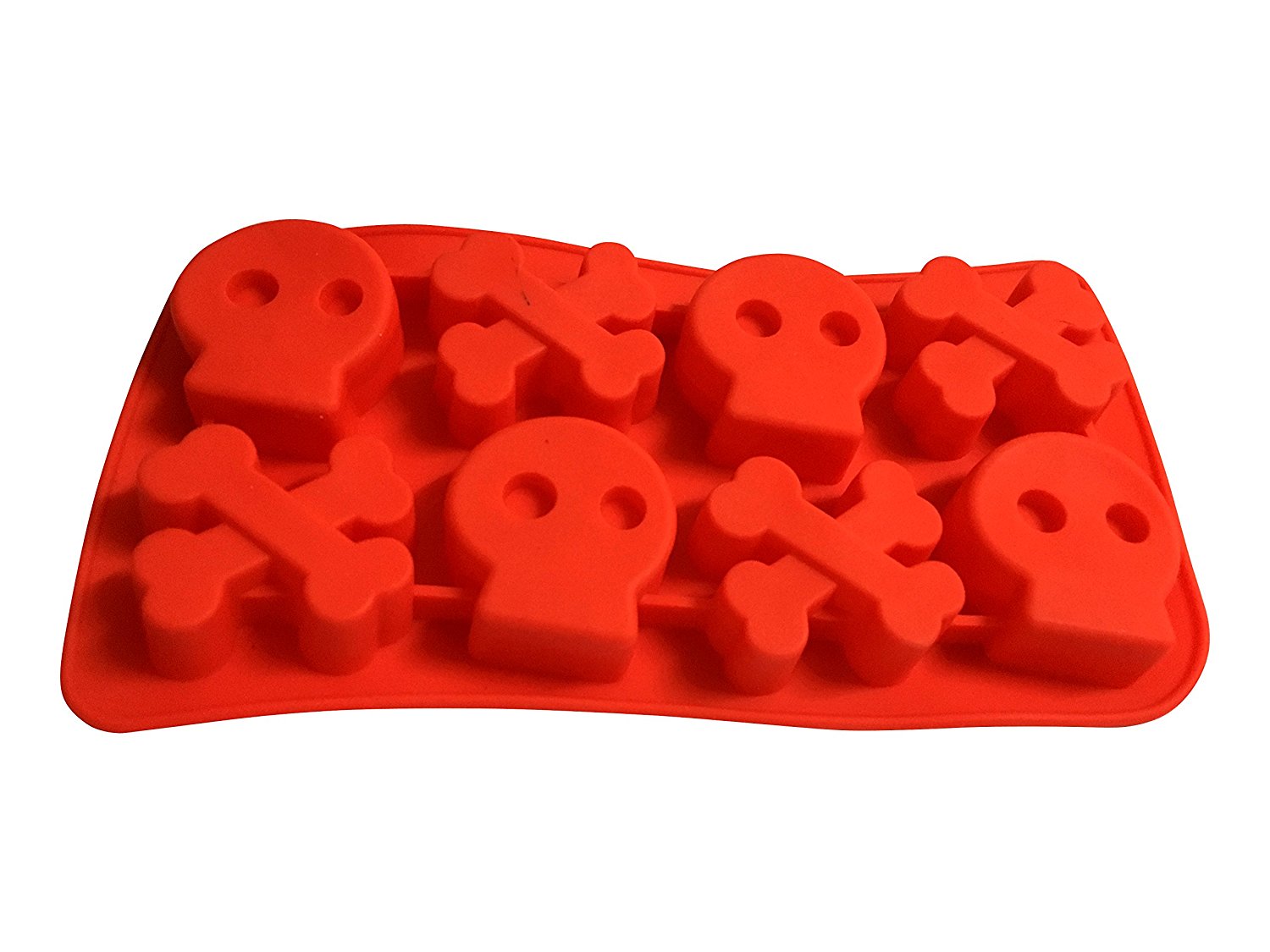 Halloween Skull and Bones Silicone Candy Jello Baking Mold (Red) N2 ...