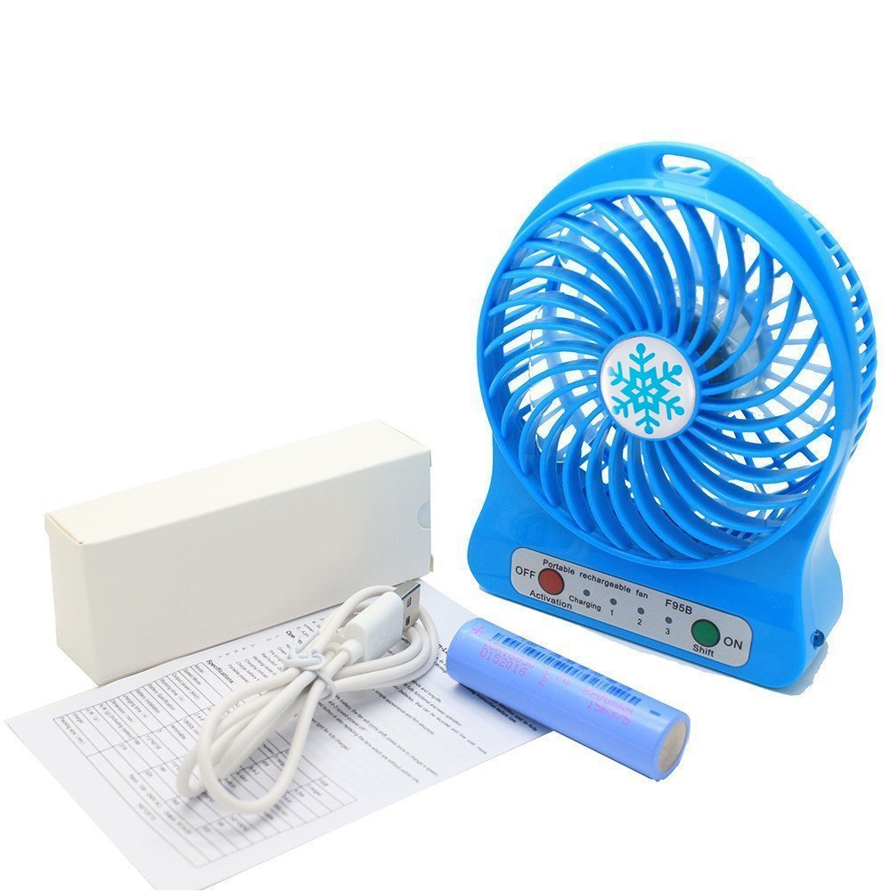 Small Portable Fan Battery Operated Rechargeable Usb Personal 3 Speed ...