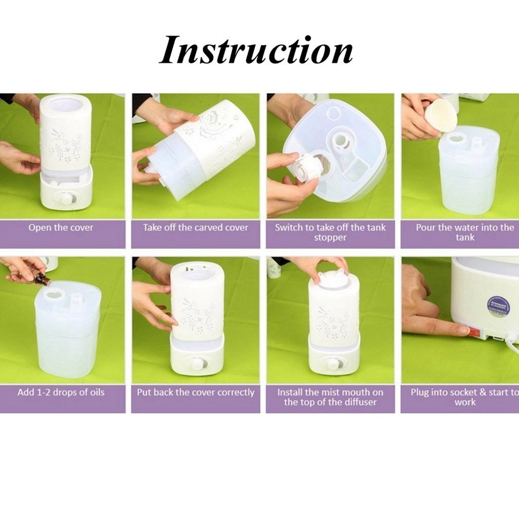Ultrasonic Cool Mist Aroma Humidifier with Color LED Lights Changing ...