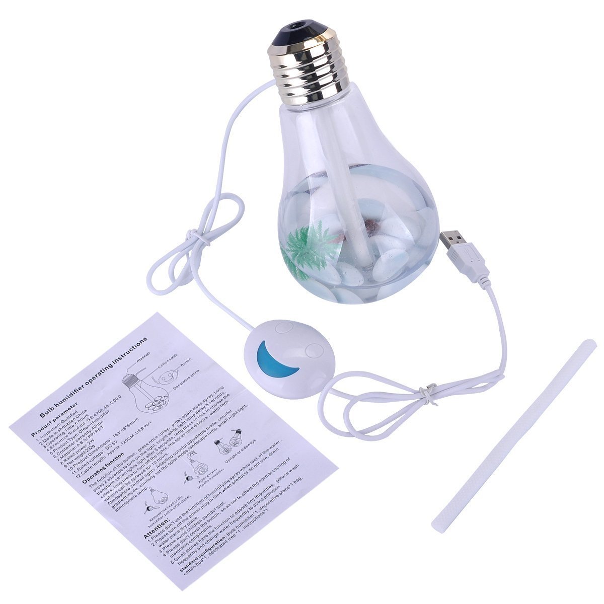 TEKCAM 400ml 7 Color Changing Cool Mist LED Night Lights Bulb ...