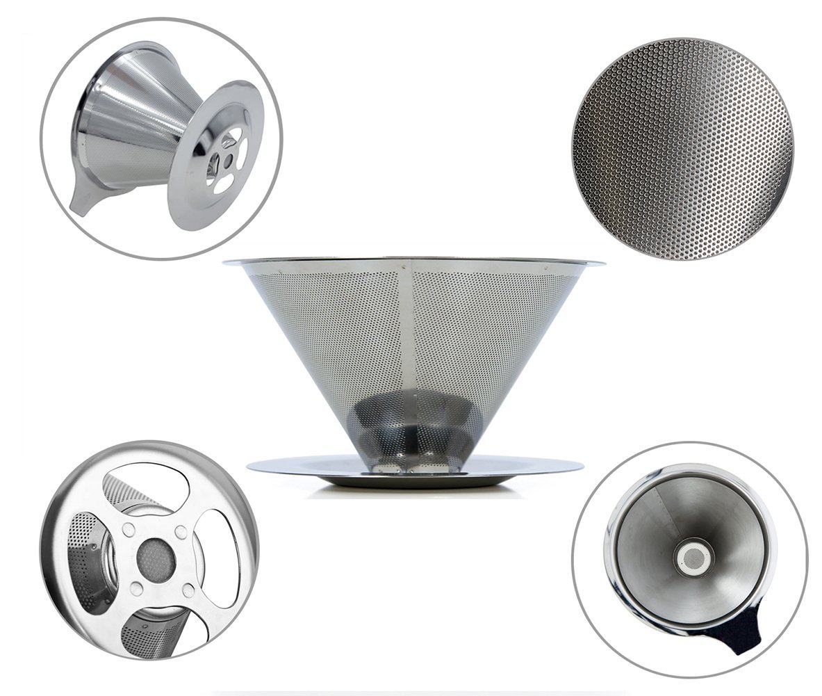Stainless Steel Coffee Filter with Cup Stand,Reusable Paperless Pour ...