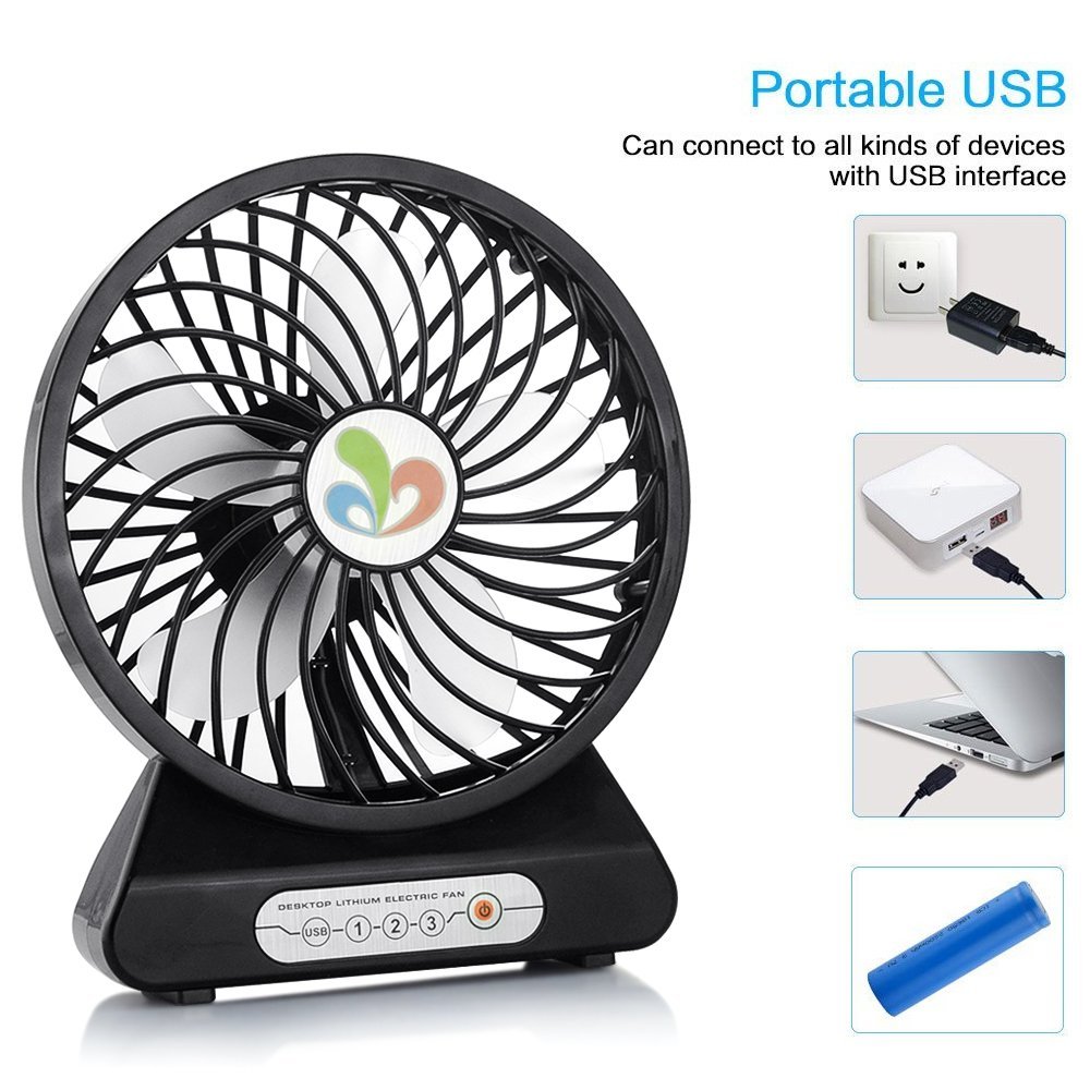Touchshop Portable Usb Rechargeble Desktop Handhold Fan 5 Blades