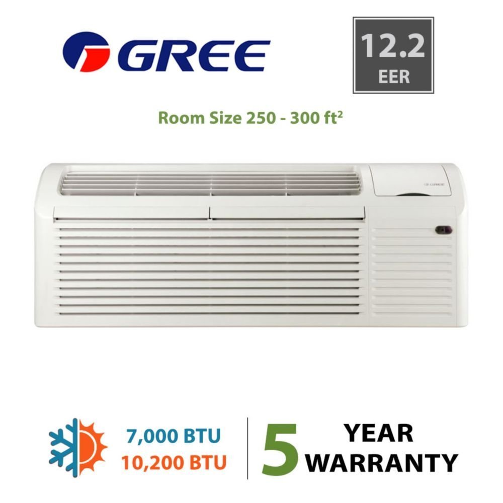 GREE Packaged Terminal Air Conditioning (PTAC) 7,000 BTU (0.6 Ton) + 3 ...