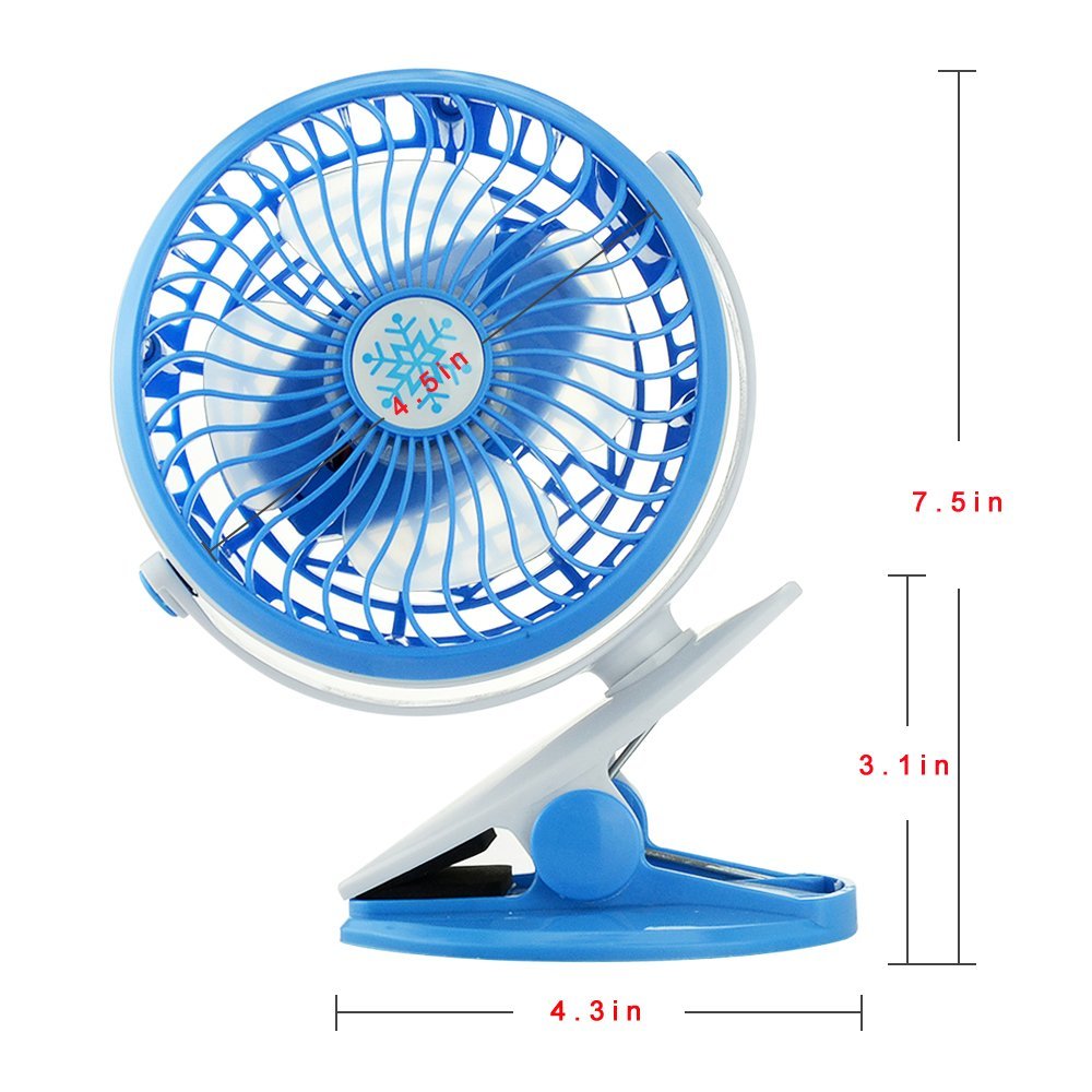 Touchshop Portable Mini Clip Fan Powered by Rechargeable Battery/USB ...