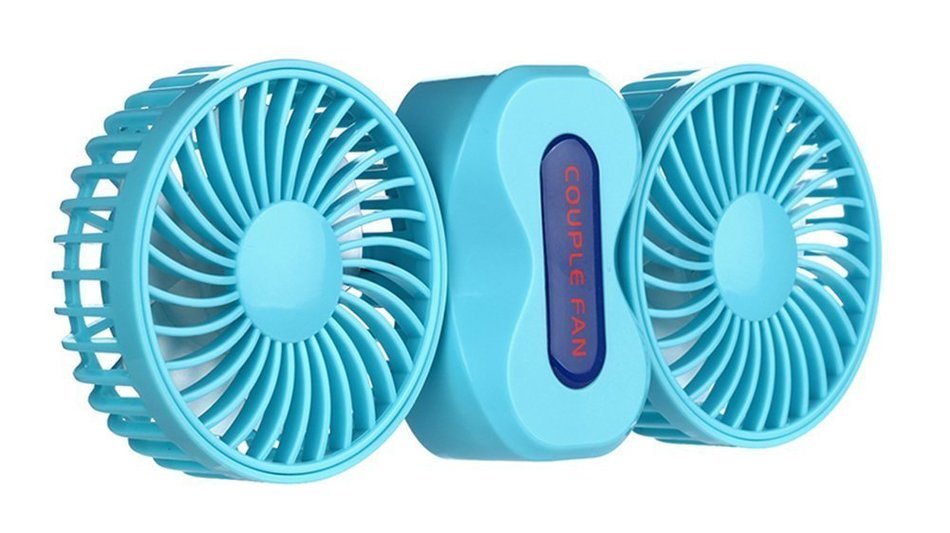 Coomoors Couples Mini Fan Dual Head Portable USB Rechargeable Personal ...