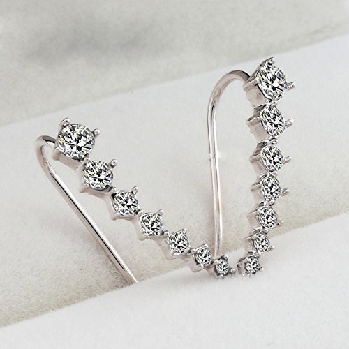 Women Fashion Rhinestone Gold Silver Crystal Earrings Ear Hook Stud ...