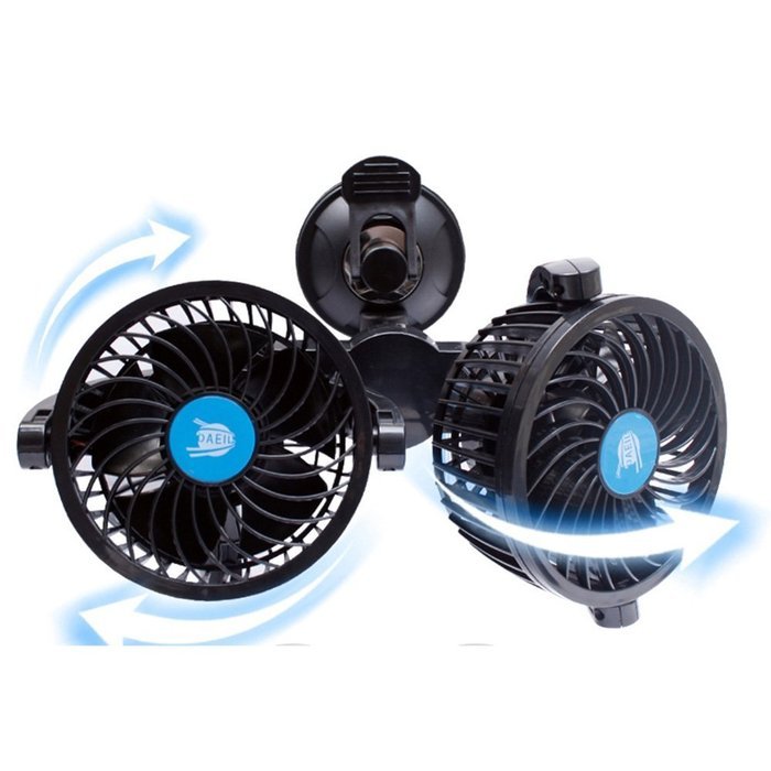 Daeil Korea Adsorption Twin 4 inch Car Fan 360 degree Rotate Rolling ...