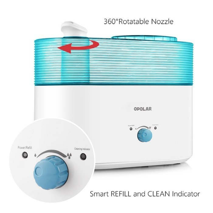 Opolar 3.8L Ultrasonic Humidifier, Top Filling, Easy To Clean Cool Mist ...