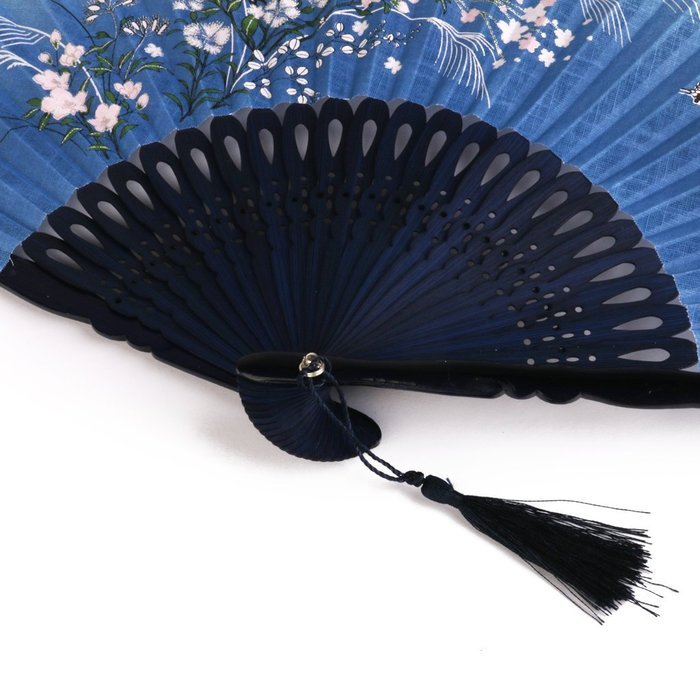 Hollow Rib Flower Hand Fan Folding Fan Pocket Fan (Blue) N29 free image ...