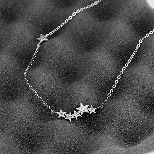 Women's Sterling Silver Small Crystal Star Pendant Necklace Neck ...