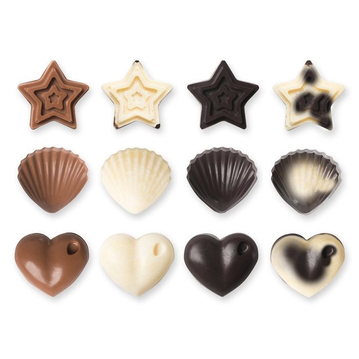 Wocuz Candy Molds & Ice Cube Trays - Hearts, Stars & Shells - Silicone ...
