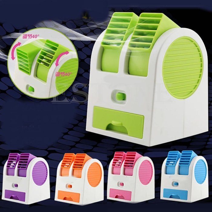 Mini Small Fan Cooling Portable Desktop Dual Bladeless Air Conditioner ...