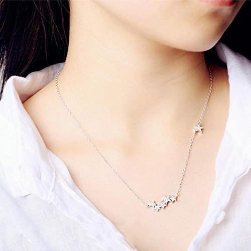 Women's Sterling Silver Small Crystal Star Pendant Necklace Neck ...